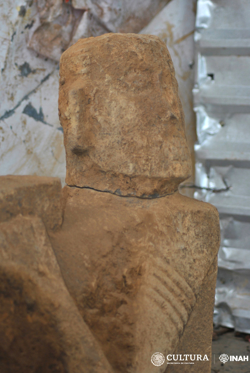 Descubren la estatua de un Chac Mool durante unas obras en México