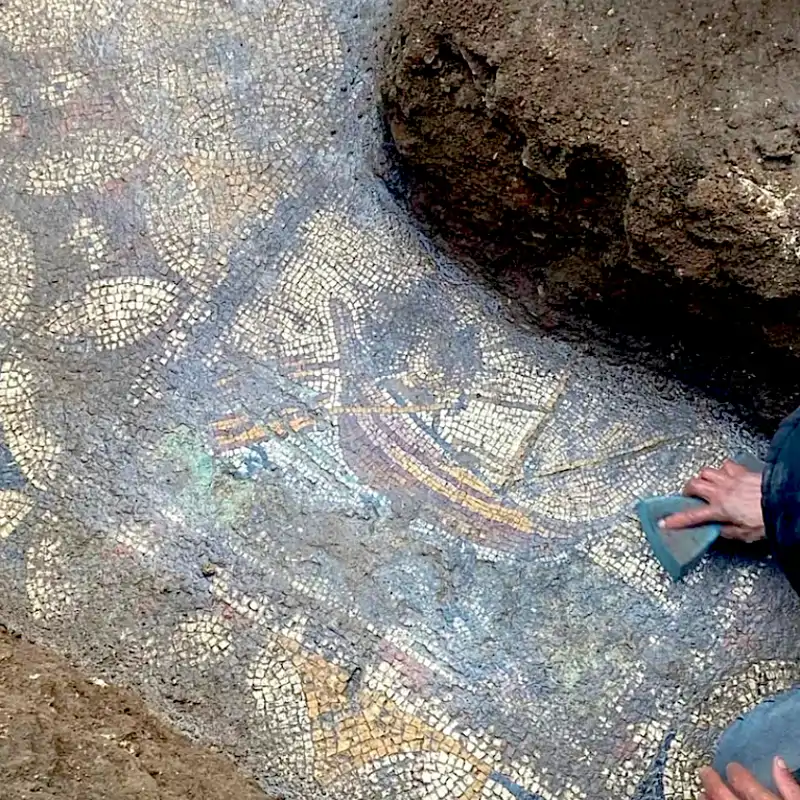 Descubren el origen de las diminutas teselas del mosaico de Alejandro Magno